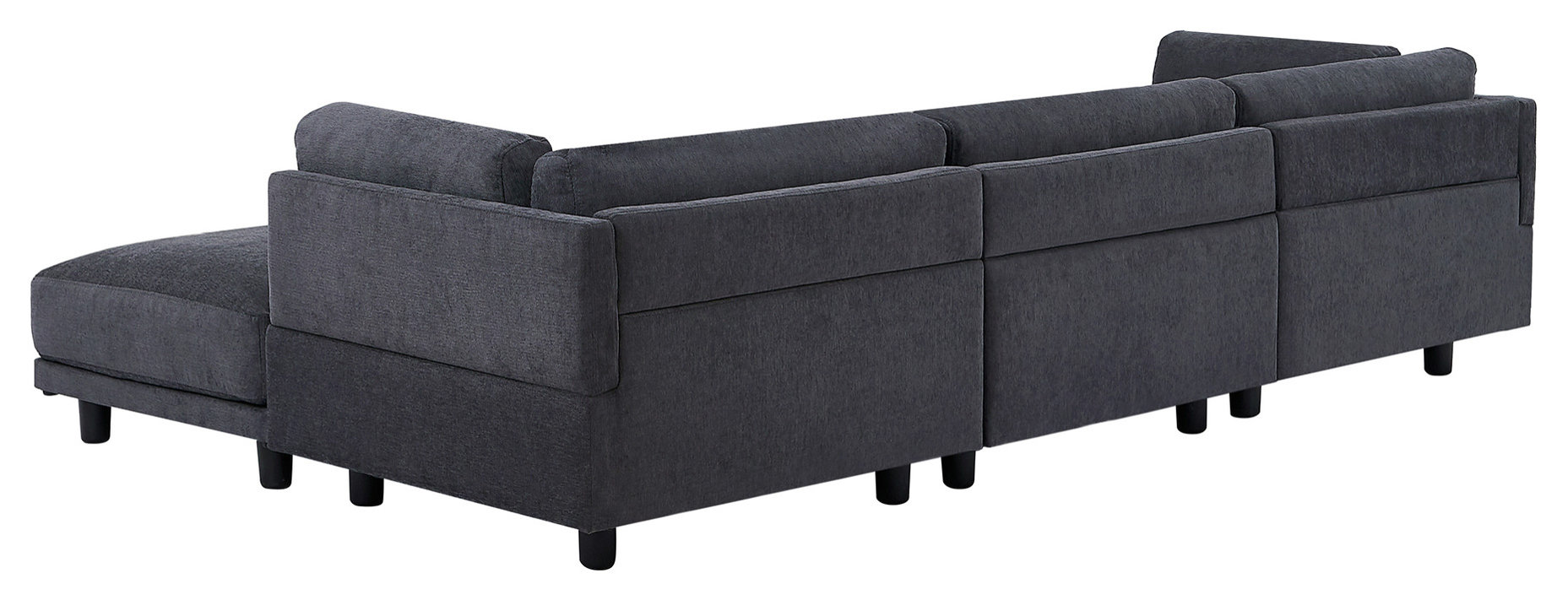 L Shaped Couch Upholstered Convertible Sectional Sofa with Ottoman ...