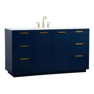 Elegant Decor Blake 60" Aluminum Alloy MDF Single Bathroom Vanity in ...