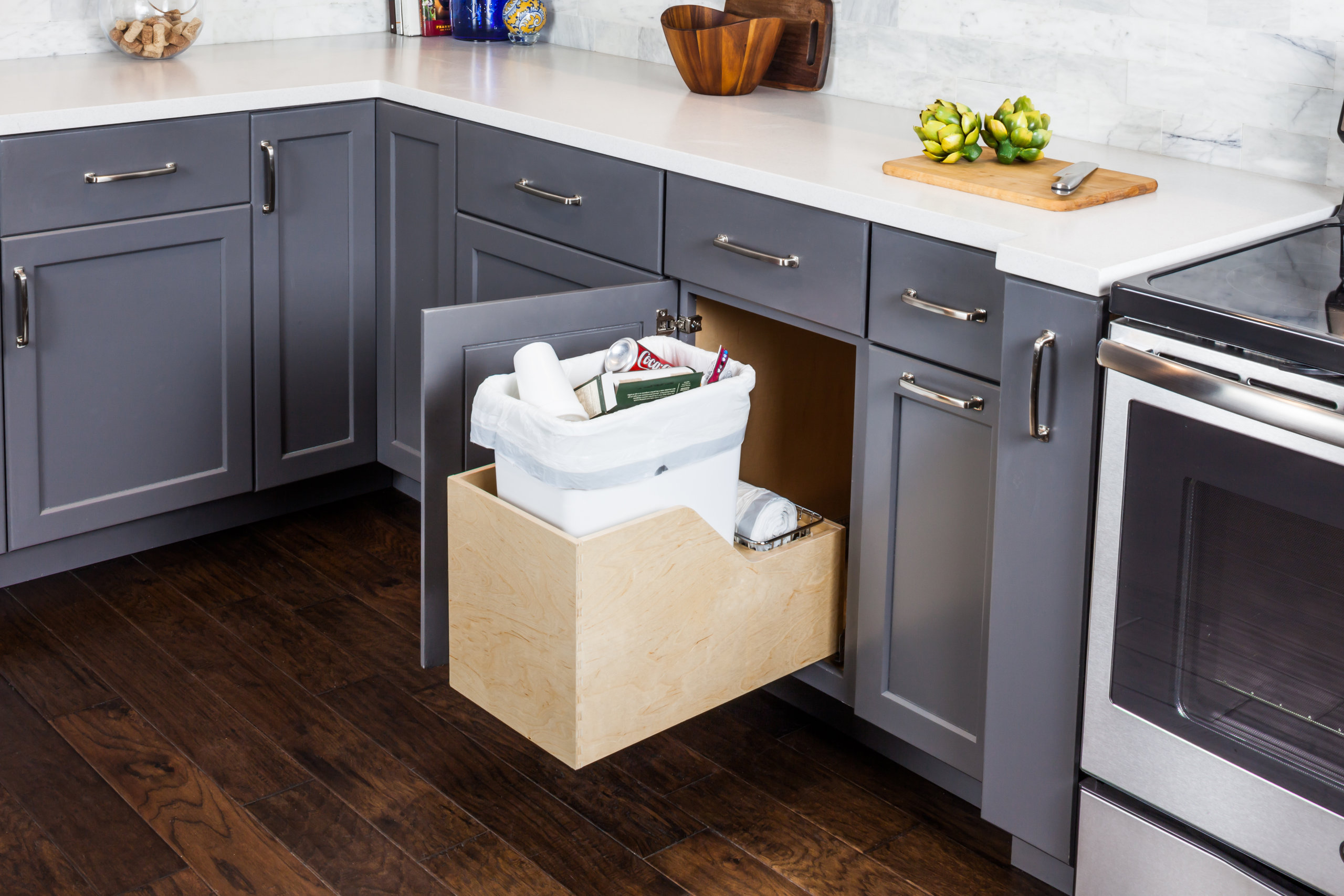 Preassembled 35 Quart Single Pullout Waste Container System (3 Colors ...