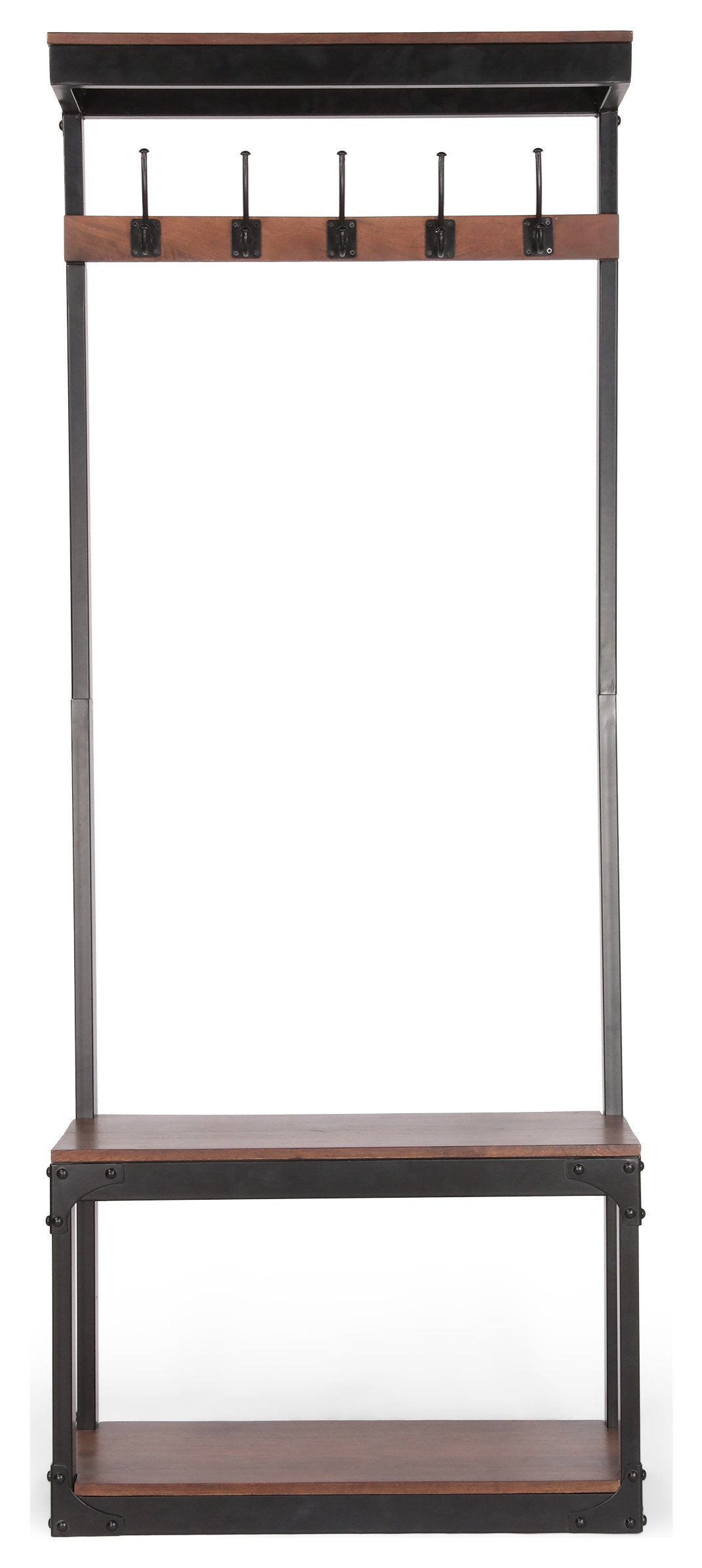 Chafin Modern Industrial Handcrafted Mango Wood Coat Rack with Bench ...