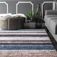 Hand-Tufted Striped Shaggy Plush Shag Rug, 10'x14' - Contemporary ...