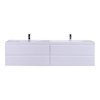 Angela 84" Contemporary Double Wall Mounted Vanity - Modern - Bathroom ...