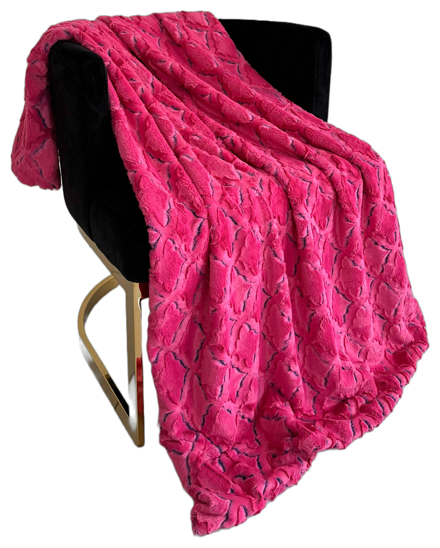 Plutus Fuchsia Purple Diamond Faux Fur Luxury Throw Blanket, Blanket ...