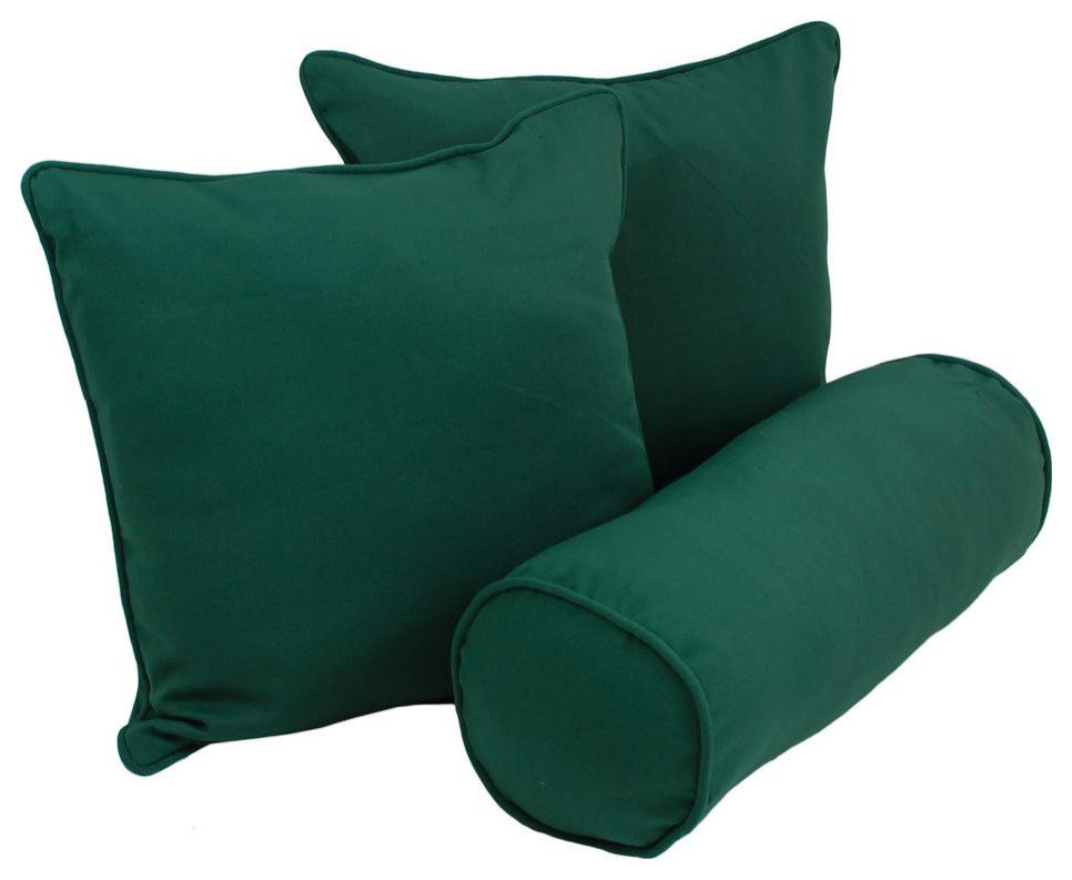 Double-corded Solid Twill Throw Pillows with Inserts (Set of 3) Forest ...