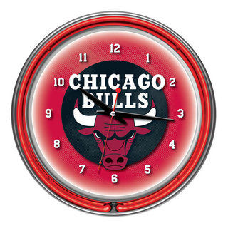 Atlanta Hawks NBA Chrome Double Ring Neon Clock - Contemporary - Wall ...