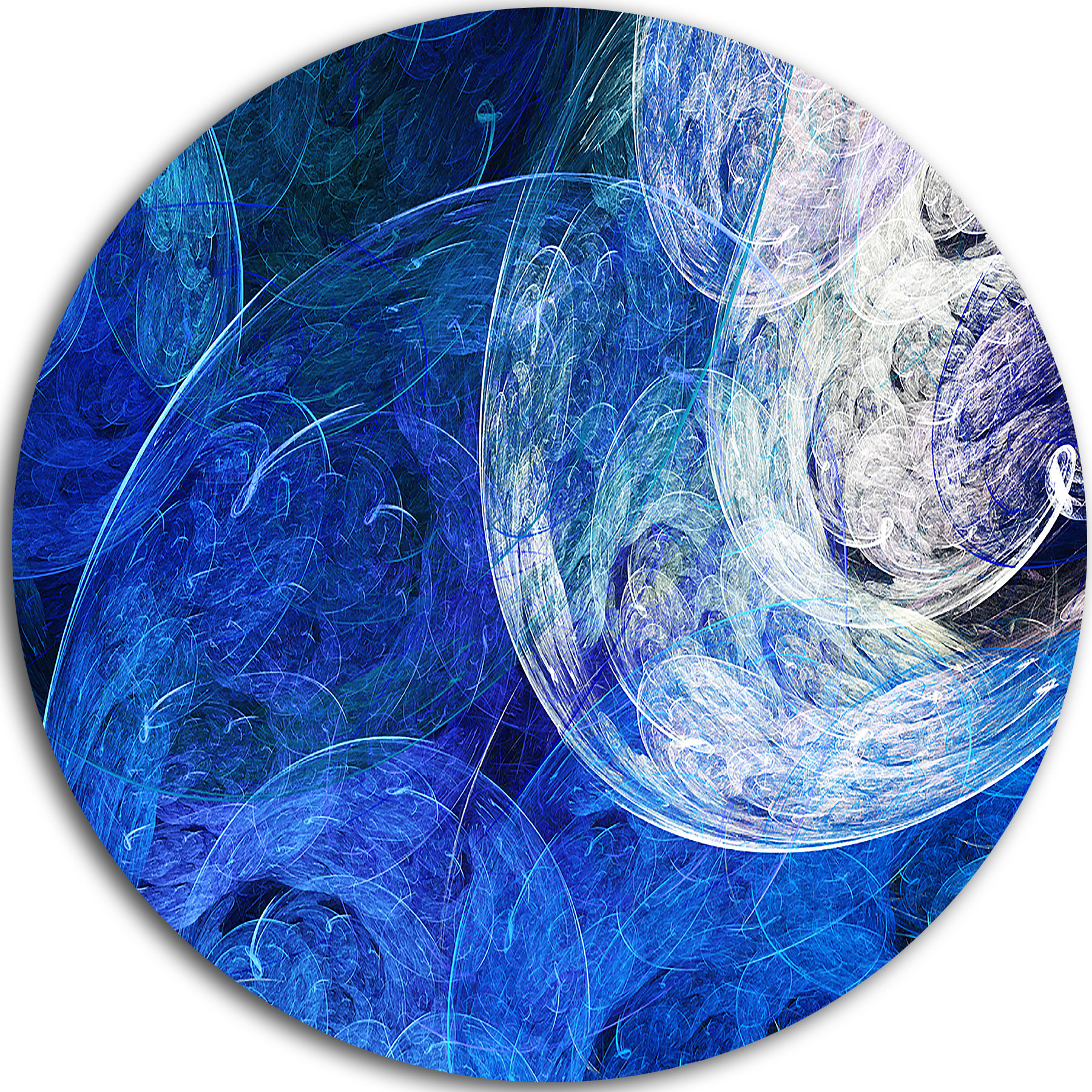 Blue Swirling Clouds, Abstract Digital Art Disc Metal Wall Art, Disc of ...