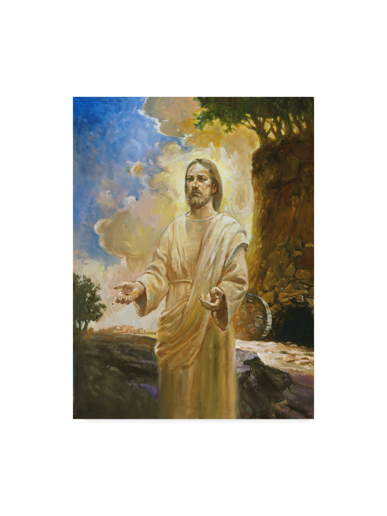 Hal Frenck 'Jesus In Front Of Cave' Canvas Art, 19"x14" - Traditional ...
