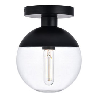 Elegant Eclipse 1-Light Black Flush Mount - Midcentury - Flush-mount ...