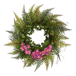 Nearly Natural 22 Pine, Pinecone and Variegated Holly Leaf Artificial ...