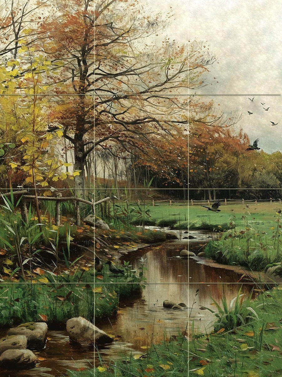 Tile Mural Autumn Leaves Kitchen Bathroom Wall Backsplash, 6" Marble ...