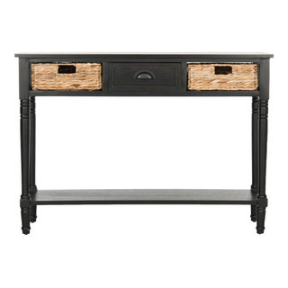 Duke Console Table With Storage Distressed Black - Tropical - Console ...