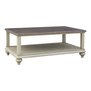 Bowery Hill Transitional Wood Cocktail Table in Cream Puff/Walnut Brown ...