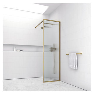Opulence Reeded Glass Brushed Gold Shower Screen - Modern - Bathroom ...