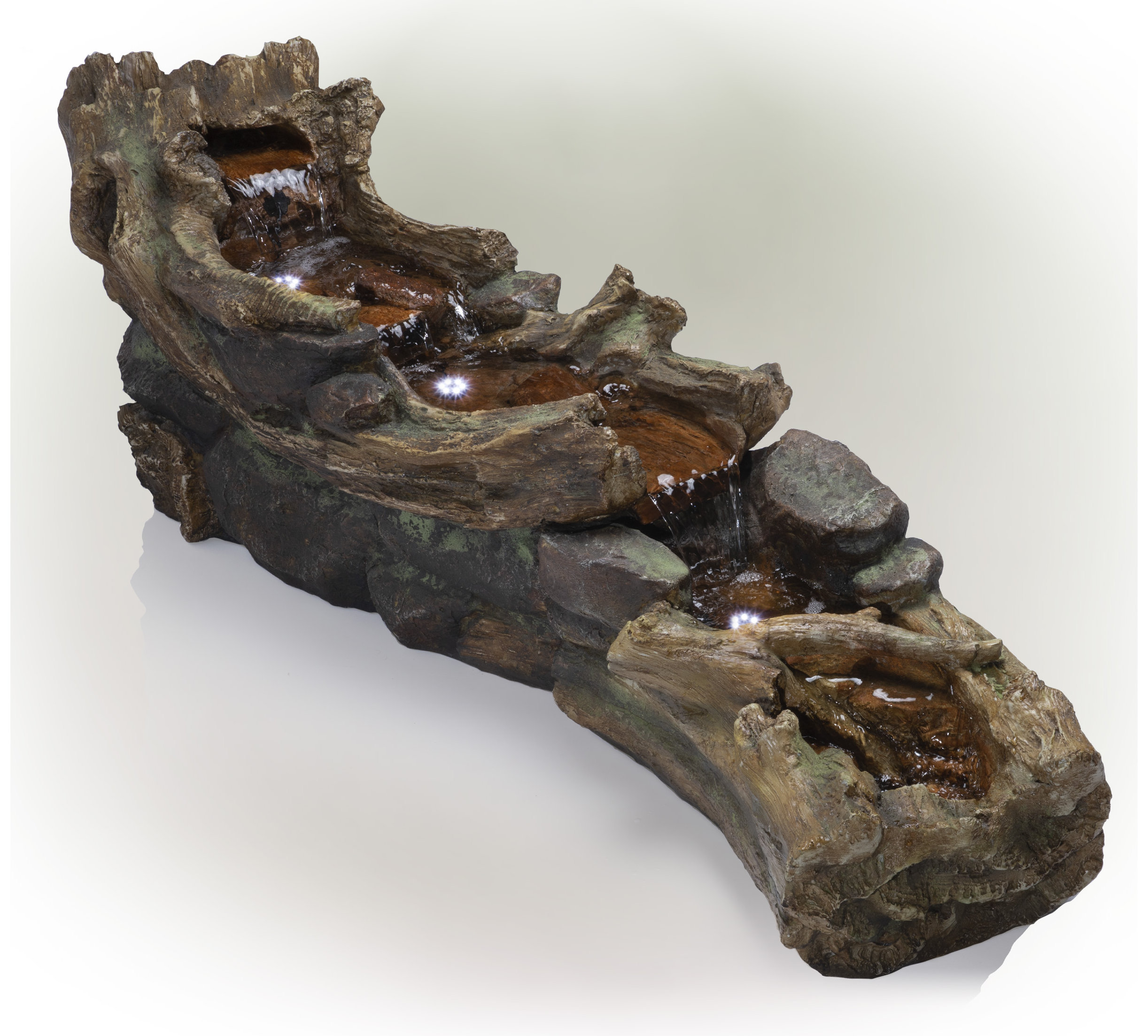 Rainforest River Rapids Fountain With LED Lights - Rustic - Outdoor ...