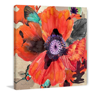 "Poppy" Painting Print on Wrapped Canvas, 48"x48" - Contemporary ...