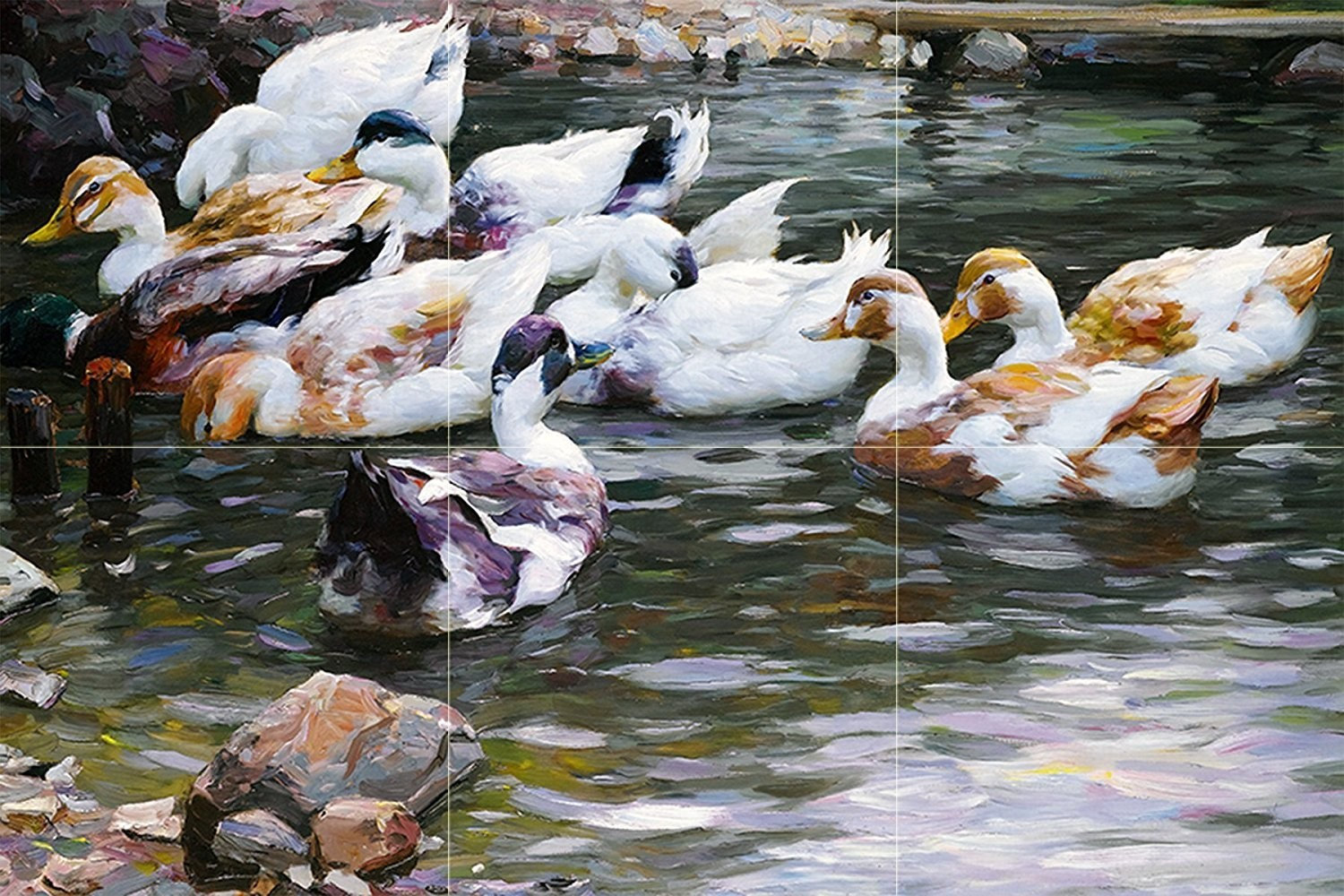 Tile Mural Kitchen Bathroom Wall Backsplash Splashback Ducks On a Pond ...