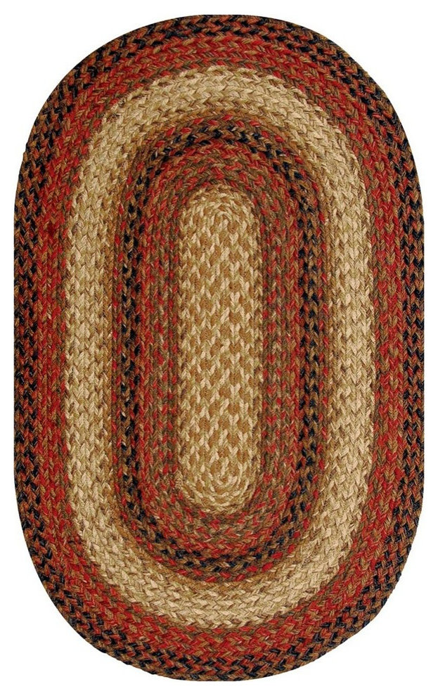 Homespice Decor Russet Jute Braided Rug (Oval), 20" x 30" - Traditional ...