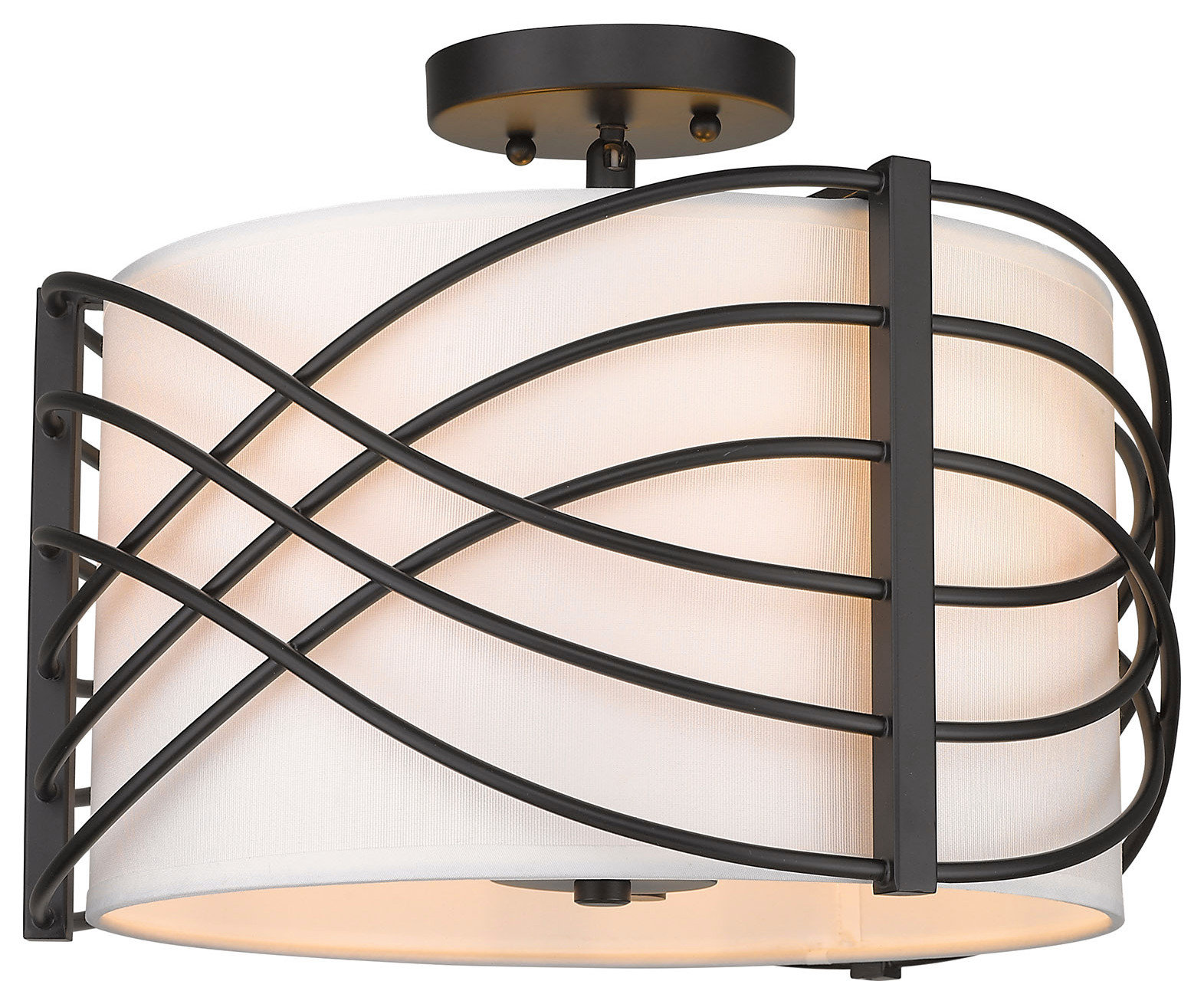 Golden Lighting 5516-SF MWS Zara 3 Light 14"W Semi-Flush Drum ...