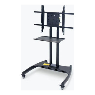 Modern Black Rotating TV Stand with Adjustable Height and Cable ...