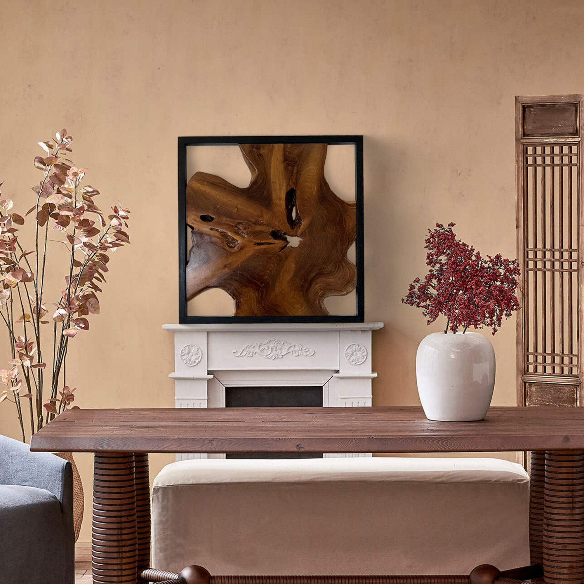 Teak Wood Rustic Square Wall Art, Square - Rustic - Wall Accents - by ...