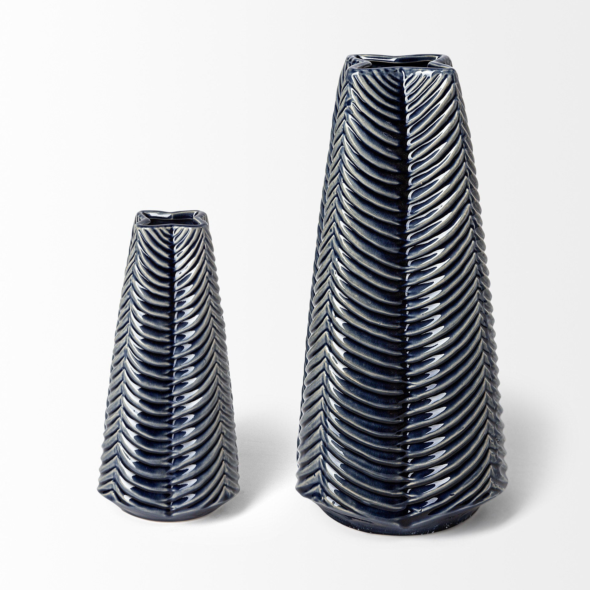 Jumbo Prussian Blue and Silver Patterned Star Vase - Contemporary ...