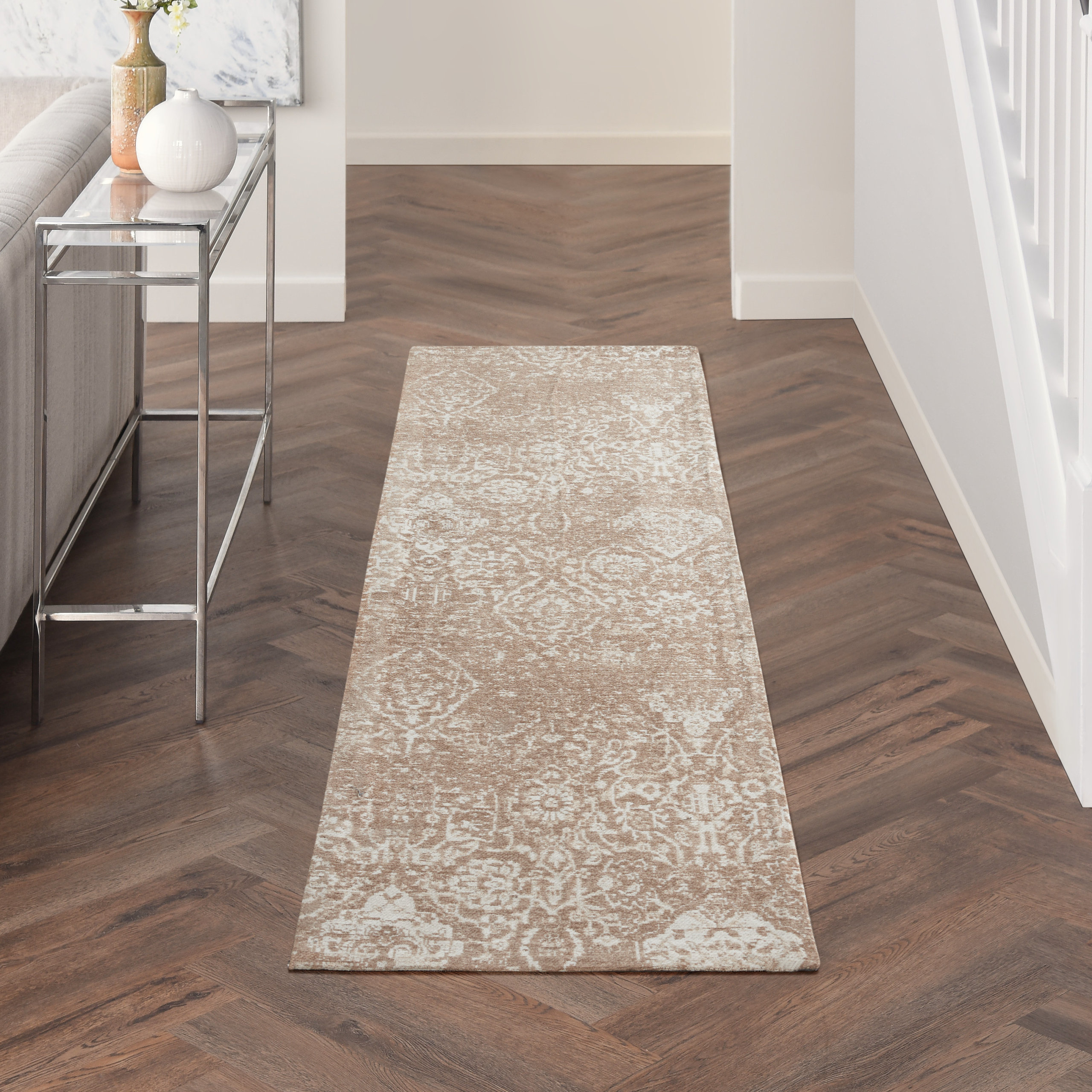 Nourison Damask DAS06 Runner Rug, Beige/Ivory, 2'3" x 7'6 ...