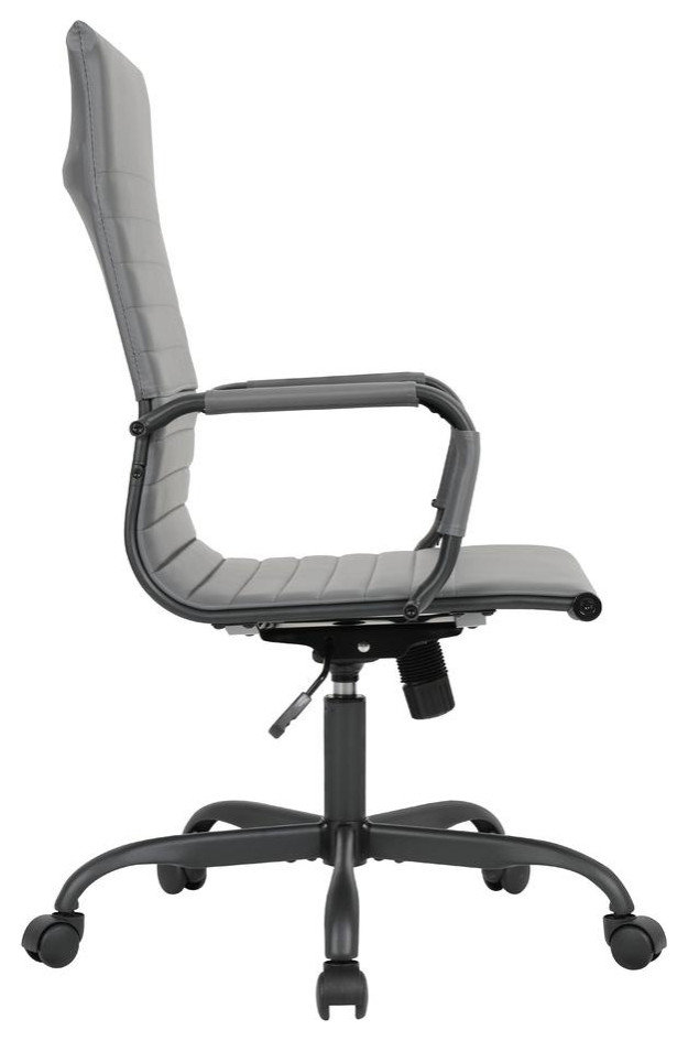 Leather Home High-Back Office Chair in Grey With Black Frame ...