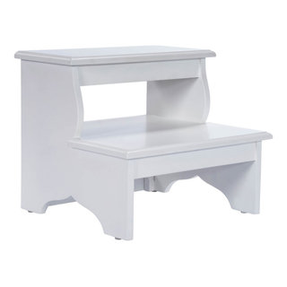 18" White Wood Step Stool - Ladders And Step Stools - by HomeRoots | Houzz