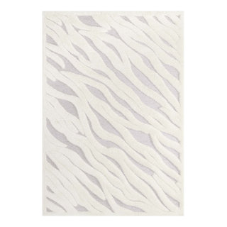 Whimsical Current Abstract Wavy Striped 5x8 Shag Area Rug ...