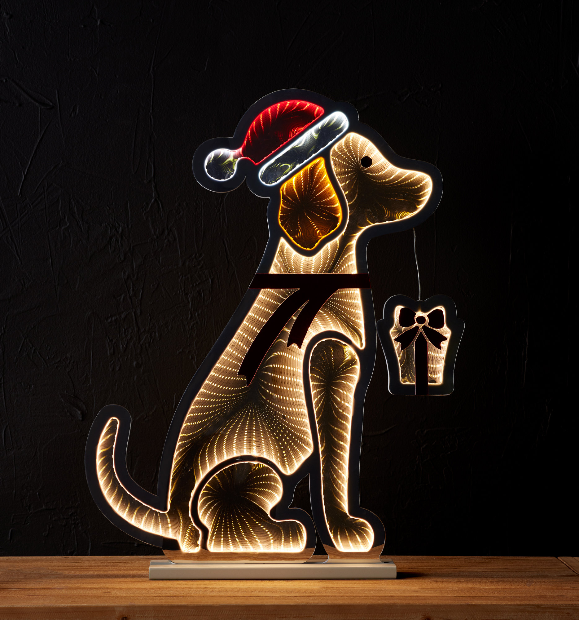 Santa Dog Infinity Light Display 31.25"H - Modern - Holiday Accents And ...