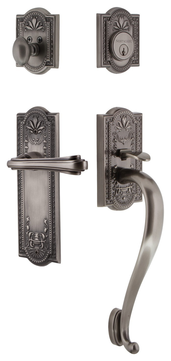 Nostalgic Warehouse Meadows Plate S Grip Entry Set Fleur Lever, Backset ...
