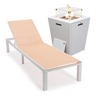 White Aluminum Outdoor Patio Chaise Lounge Chair - Transitional ...