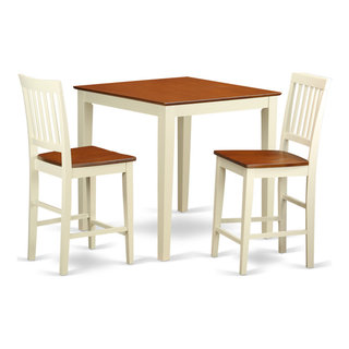 3-Piece Pub Table Set, Square Pub Table and 2 Counter Height Chairs ...