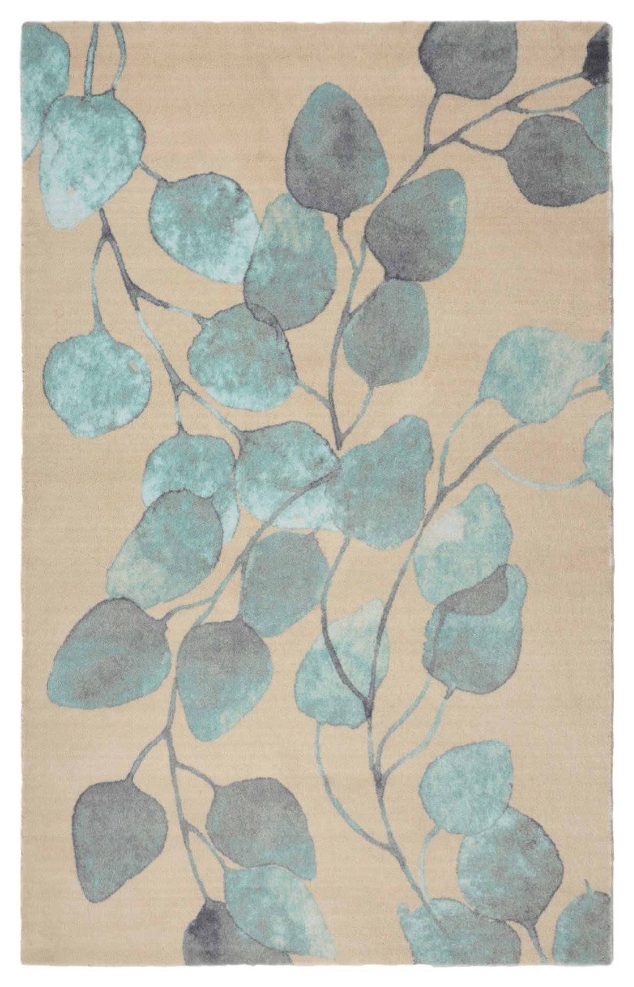 Turquoise Ficus Modern Floral Area Rug, 5' x 7' - Contemporary - Area ...