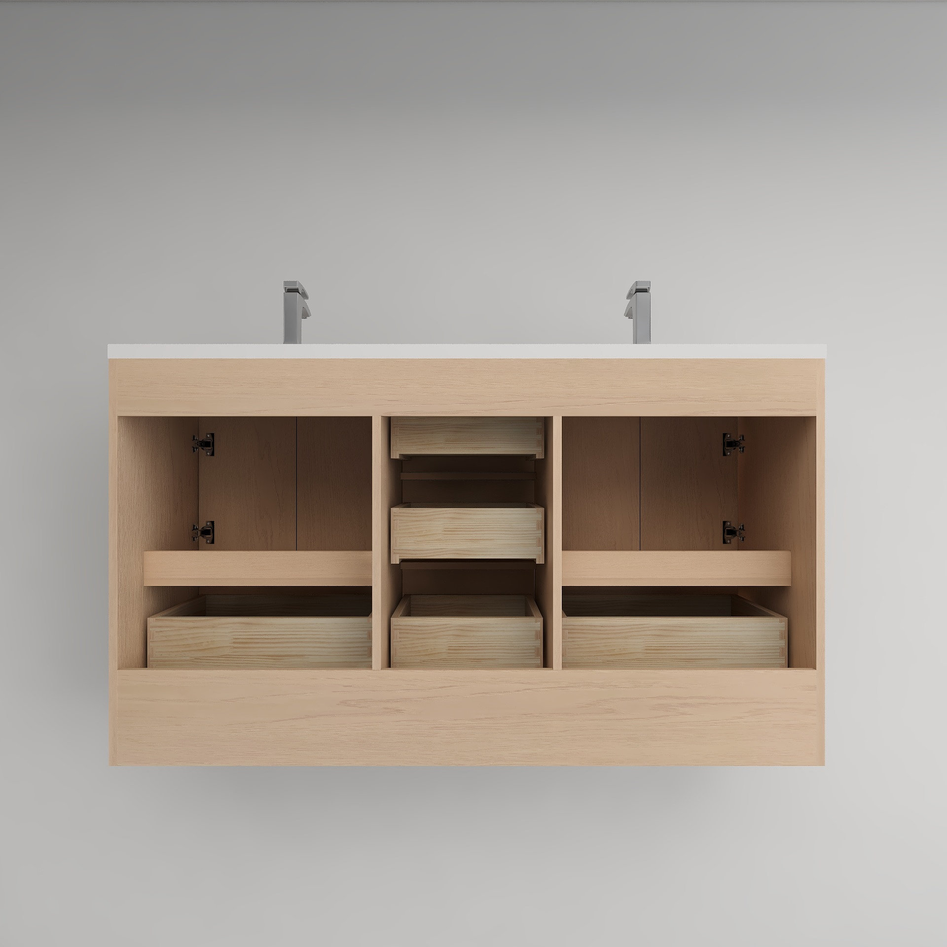 Victoria 60" Solid Wood Vanity Double Sink, Overhead Cabinet ...