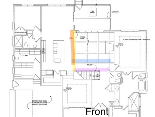 Help with coffered ceiling and open floor plan!