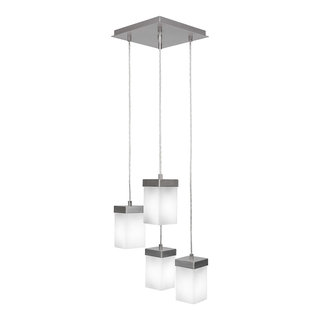 Nouvelle 4-Light Cord Cluster Pendalier, Graphite/Square White Muslin ...