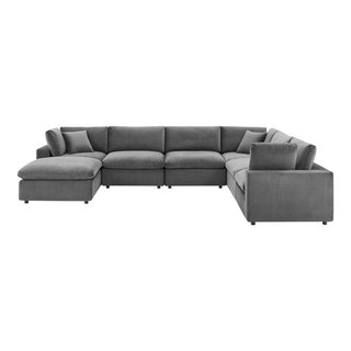 Sectional Sofa Set Velvet Brown Modern Living Lounge Hotel Lobby Hospitality Transitional Sectional Sofas by House Bound Houzz