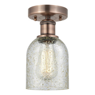 Caledonia 1 Light Flush Mount, Antique Copper, Mica - Industrial ...