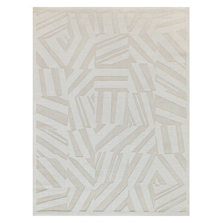 Tempo Handloomed New Zealand Wool Light Beige Area Rug, 9'x12 ...