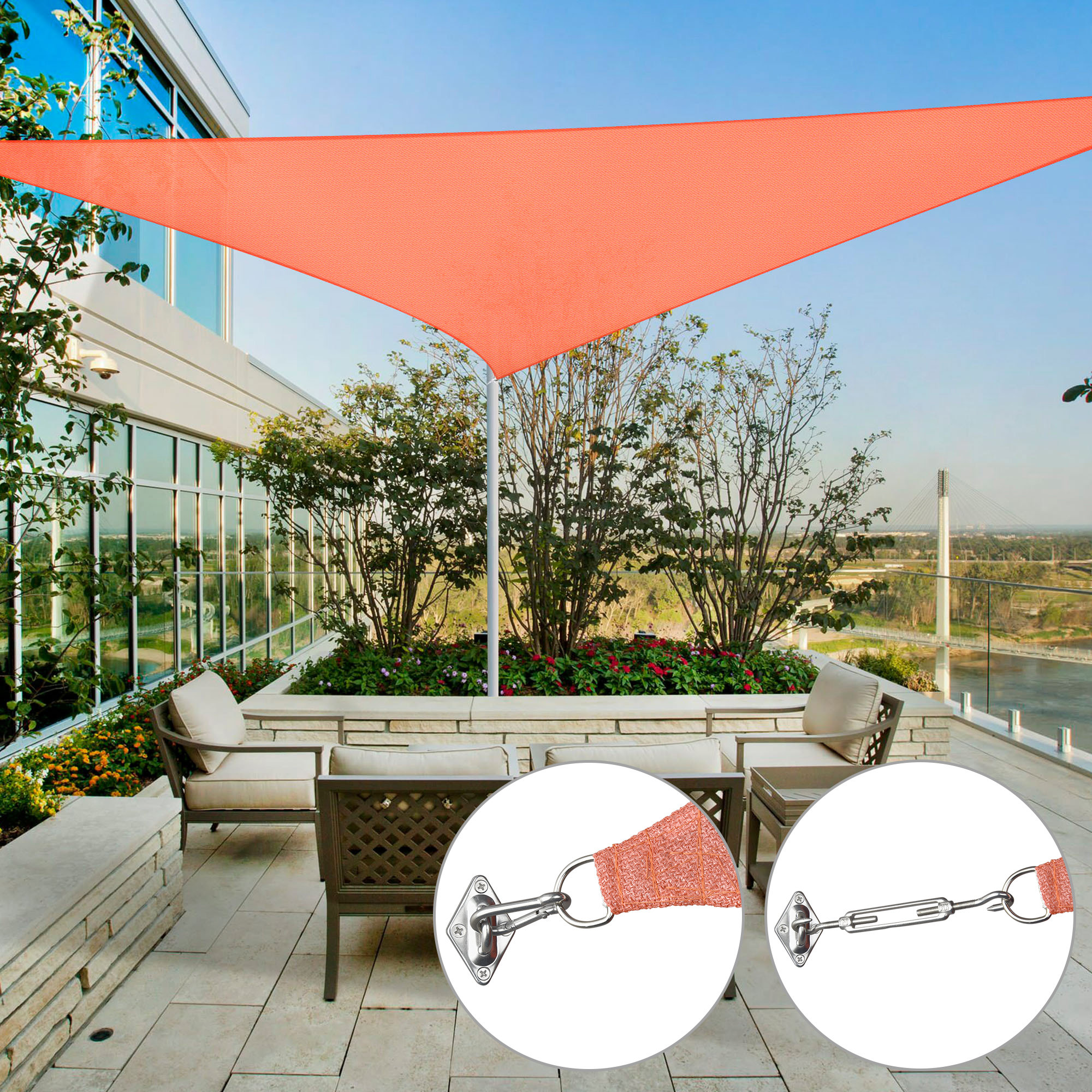 Yescom Triangle Sun Shade Sail Hardware Kit 304 Anti-Rust Stainless ...