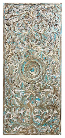 Consigned Lotus Carved Door Headboard Natures Harmony Sliding Barn Door ...