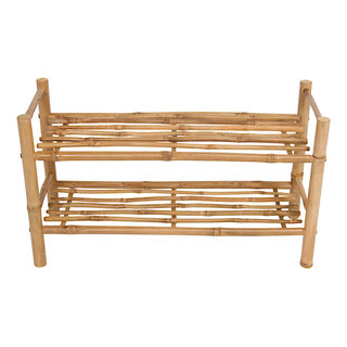 Statra Bamboo 2-tier Shoe Rack Organizer Entryway Hallway Shelf - Asian ...