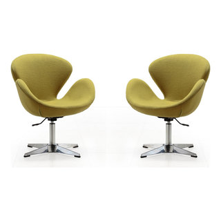Raspberry Adjustable Swivel Chair, Green and Polished Chrome, Set of 2 ...