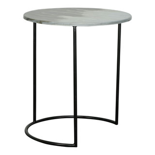Metal, S/2 22/24" Round Side Tables, Ombre Gray/mo - Industrial - Side ...