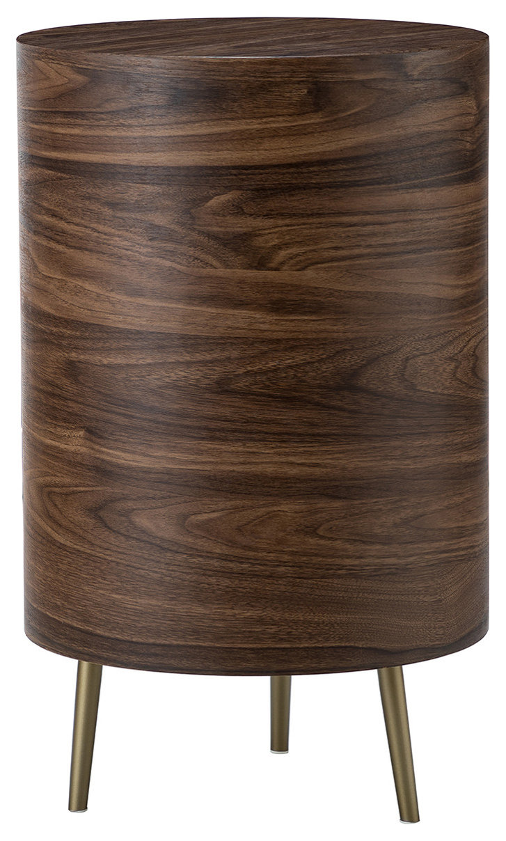 21" Tall Drum 3-Drawer Round End Table with Metal Legs - Midcentury ...