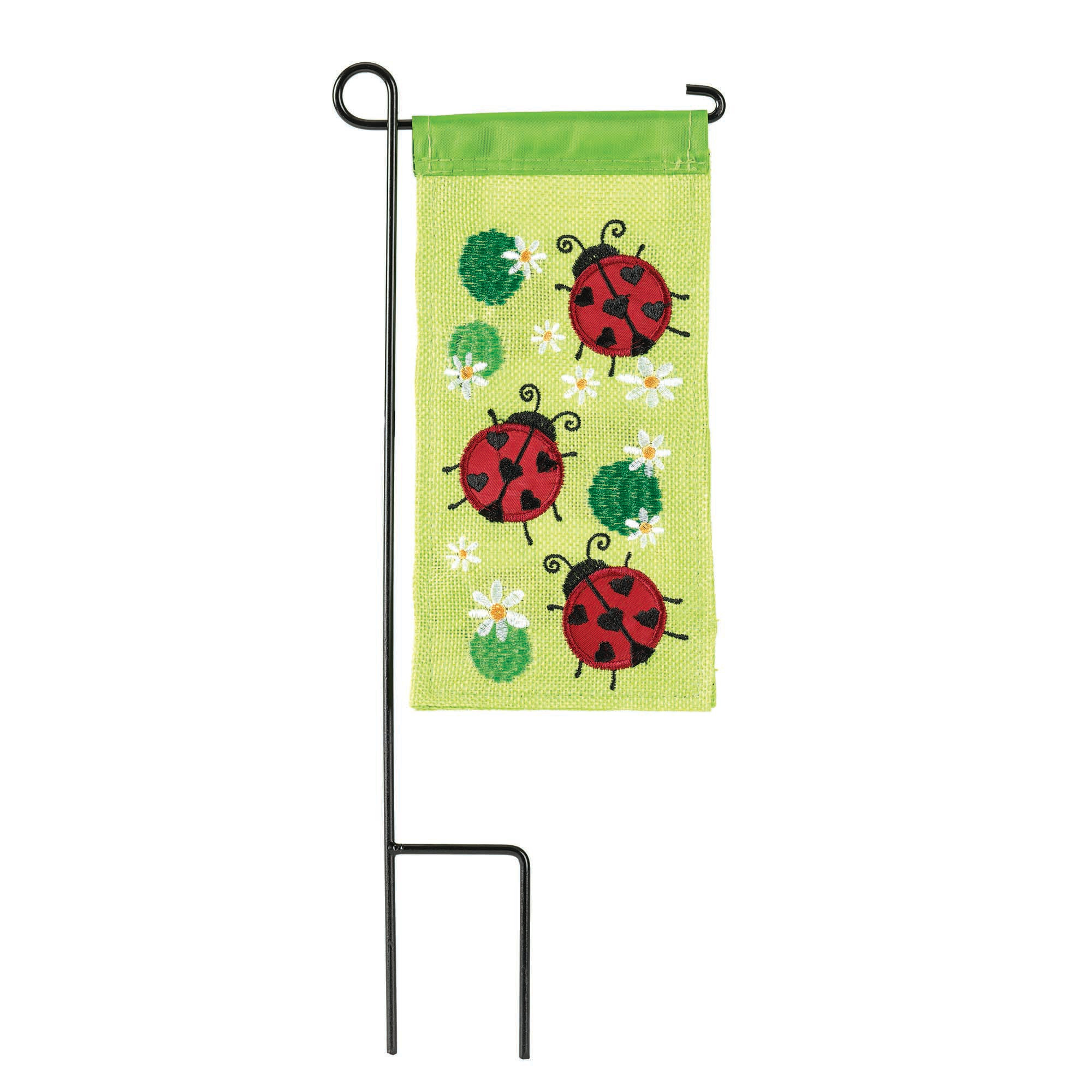 Flag Double Applique Ladybugs Burlap Mini - Traditional - Flags And ...