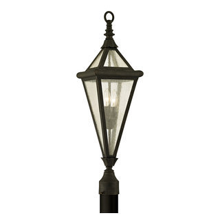 Geneva 2-Light Outdoor Light Post, Vintage Bronze Finish, Clear Seeded ...