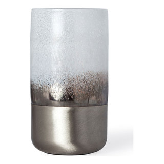 12" Brushed Silver Glass Vase - Contemporary - Vases - by USTRADEENT ...