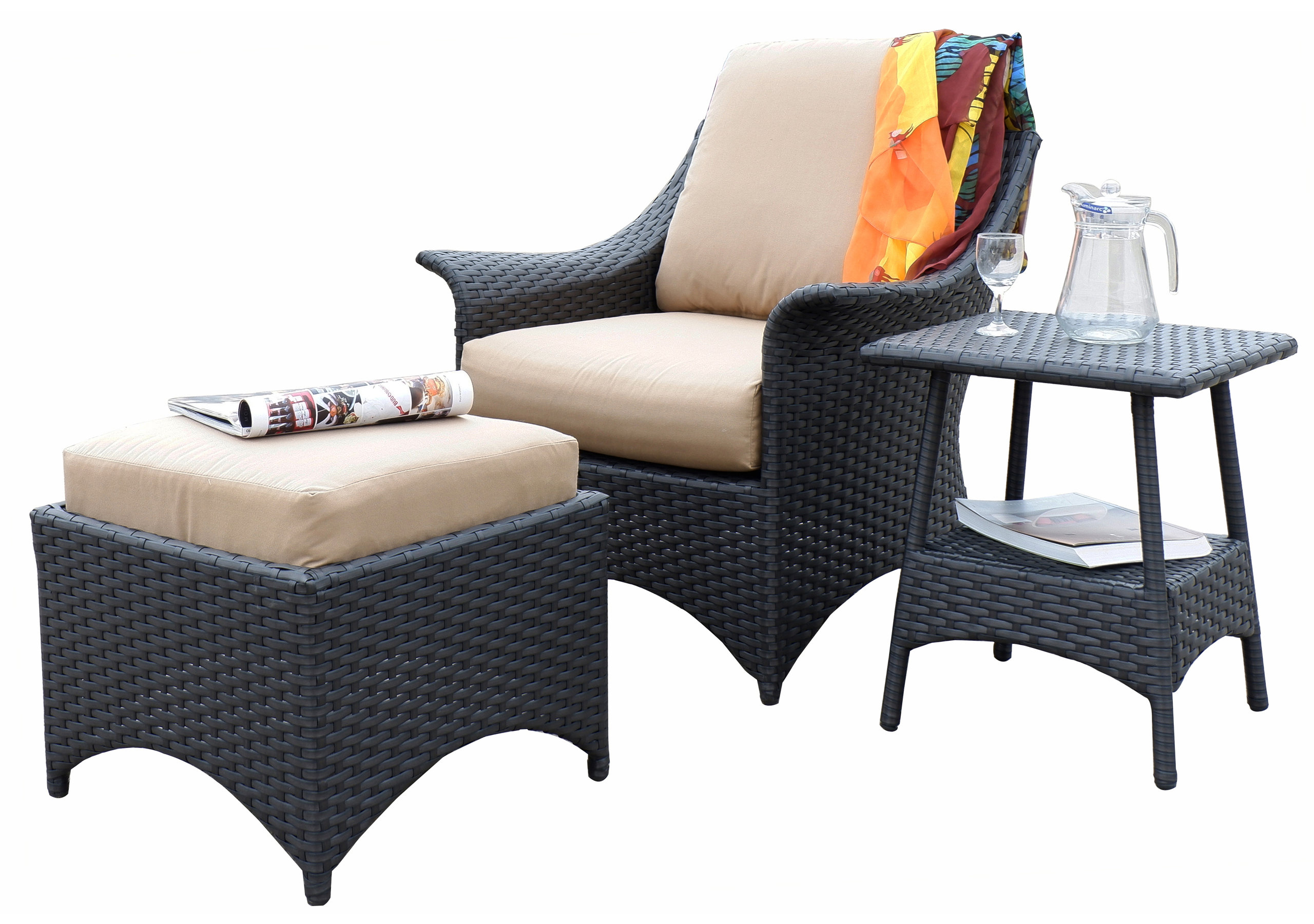 Arcadia 3 Piece Deep Seating Set. Outdoor Patio Furniture Wicker Resin ...